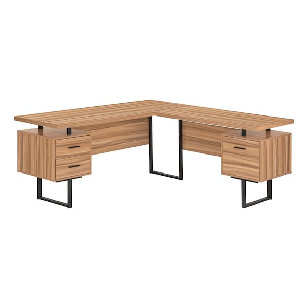 Monarch Specialties Computer Desk Home Office Corner Storage Drawers 70 L L Shape Work Laptop Metal Brown I 7612 Zoro